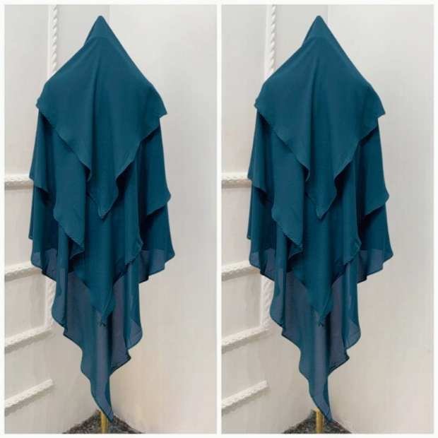 Three Layer Khimar with Niqab – Crystal Teal - Modesty is beauty.