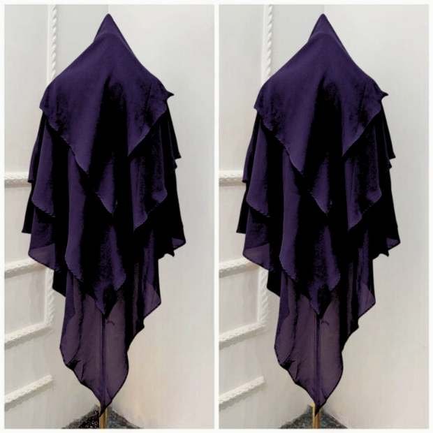 Three Layer Khimar - Twilight Purple - Brings beauty & grace